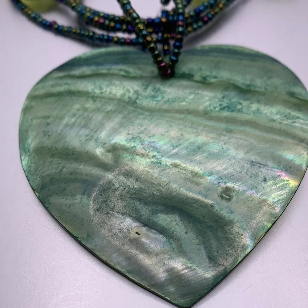 Jewelry | Green Abalone Shell Heart Pendant Necklace 1618 Lobster Clasp ...